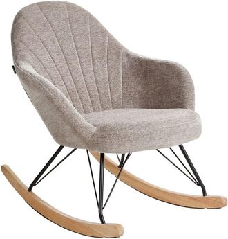Beliani Beliani - Schaukelstuhl taupe Stoff H&ouml;lzerne Metallbeine Skates Modernes Design Wohnzimmer