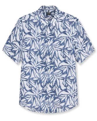 Olymp Casual, Regular Fit, Kurzarmhemd aus Leinen mit floralem Print in