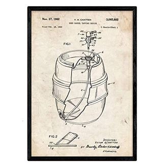 Nacnic Affiche avec f&ucirc;t de bi&egrave;re de brevet. Feuille avec le vieux brevet de dessin en format A3 et vintage background