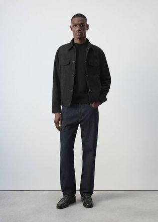 Mango Veste en jean col classique noir - Homme - XXL - MANGO MAN