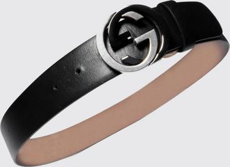 Gucci 4 cm breiter schwarzer Lederg&uuml;rtel mit GG-Monogramm-Schnalle
