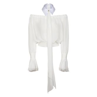 Elisabetta Franchi Off-Shoulder Bluse - - Blouses & Shirts - Damen - Wei&szlig; - L