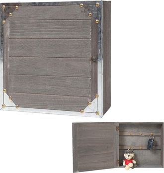Mendler Schlüsselkasten Virginia, Schlüsselschrank Holzbox, Shabby-Look Vintage 27x27x6cm - grau-braun