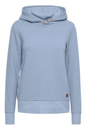 Oxmo OXVera Damen Kapuzenpullover Hoodie Pullover mit Kapuze Eingrifftaschen Rippbündchen Baumwollmischung Regular fit, Größe:S, Farbe:Brunnera Blue (16392