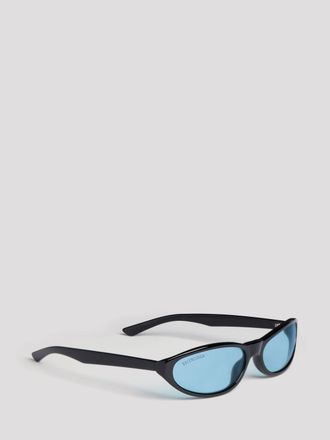 Balenciaga Lunettes de soleil Neo en ac&eacute;tate recycl&eacute; avec monture ovale et logo