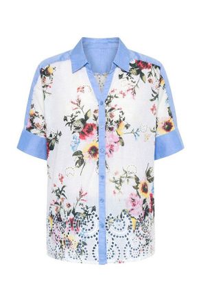 Miamoda Longbluse Bluse Loose Fit Materialmix