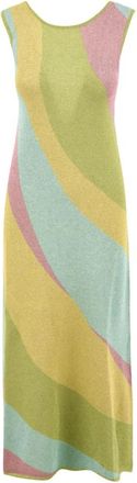 Akep Femme, Robes, Multicolore, Taille: 38 FR Jacquard Waves Long Dress