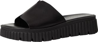 Tamaris Damen Pantolette mit Keilabsatz Leder, schwarz, 39 EU