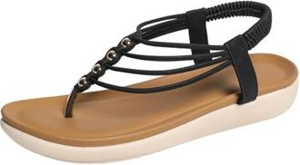 Generic Tongs d&eacute;t&eacute; d&eacute;contract&eacute;es avec bande &eacute;lastique pour femme - Semelle souple et confortable - L&eacute;g&egrave;res &agrave; enfiler, Noir, 40.5 EU