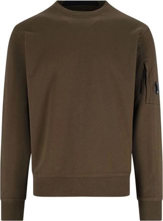 C.P. Company C.p. Company, Homme, Sweatshirts et sweats &agrave; capuche, Vert, Taille: L SweaT-shirt en molleton gratt&eacute; diagonal