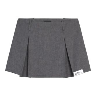 GCDS Logo Preppy Minirock - - Skirts - Damen - Grau - M