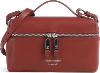 Emporio Armani Femme, Sacs, Brun, Taille: ONE Size Trousse de Toilette en Cuir Nappa