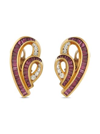 Charles Krypell boucles doreilles serties de diamants et rubis