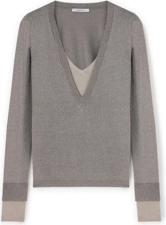 Motivi Femme, Pulls, Gris, Taille: 38 FR Pull Lurex avec Inserts