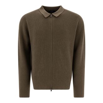 Vince Gerippte Strickjacke mit Rei&szlig;verschluss - - Knitwear - Herren - Gr&uuml;n - L