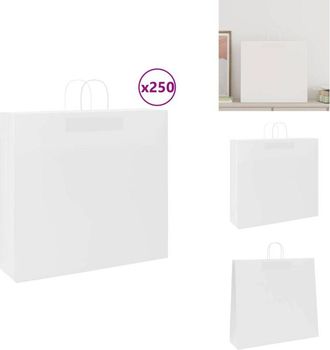 vidaXL Papiertragetaschen 250 Stk. mit Henkeln Wei&szlig; 54x15x49 cm - Papiertragetasche - Papiertragetaschen - Papiert&uuml;te - Kraftpapiert&uuml;te