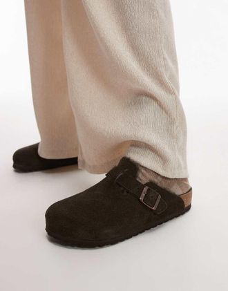 Birkenstock Boston - Sabots unisexes en imitation peau de mouton - Moka-Marron