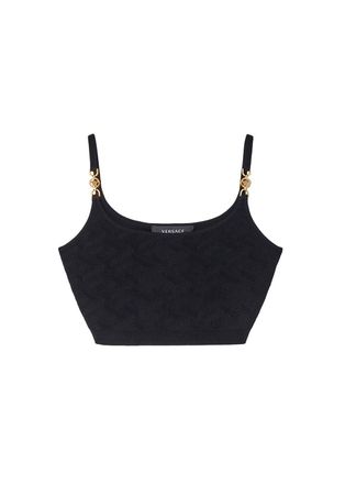 Versace La Greca Medusa Jacquard Crop Top Size M