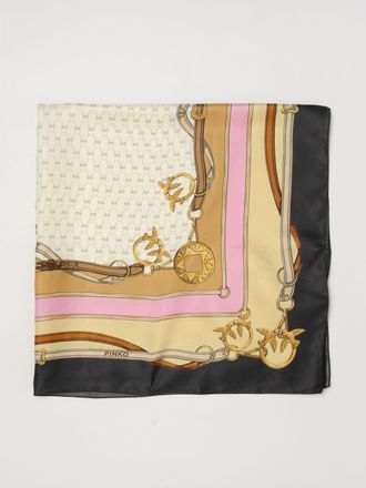 Pinko Foulard carr&eacute; en soie et viscose &agrave; imprim&eacute; monogramme Love Birds