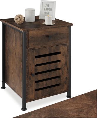TecTake Nachttisch mit Schublade, Beistelltisch Holz, Nachttisch, Nachtschrank 40 x 42 x 60,5 cm, Deko Wohnzimmer M&ouml;bel, Blumenst&auml;nder, Deko Schlafzimmer - In