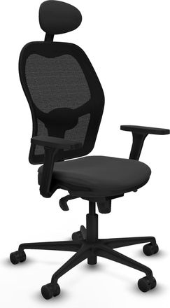 Piqueras y Crespo B&uuml;rostuhl, ideal f&uuml;r die Arbeit mit 3D-Armen, h&ouml;henverstellbarer Lendenwirbelst&uuml;tze und festem Kopfteil, ausgestattet mit 5 Positionen, Schwarz/Dunkel