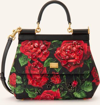 Dolce & Gabbana Handtasche Sicily Mit Schmucksteinen rot