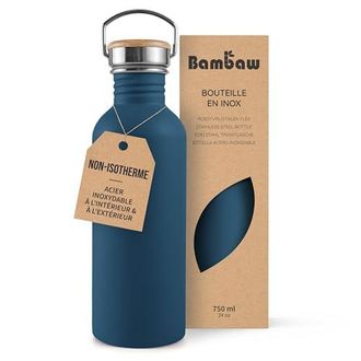 Bambaw Bouteille deau en acier inoxydable - 750 ml - Bleu - Bouteille deau non isol&eacute;e - Bouteille r&eacute;utilisable sans BPA - Bleu saphir