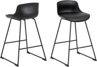 ebuy24 Barhocker mit R&uuml;ckenlehne Tina niedrig schwarz Metall PU-Leder