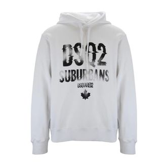 Dsquared2 Homme, Sweatshirts et sweats à capuche, Blanc, Taille: L Sweat à capuche en coton avec cordon