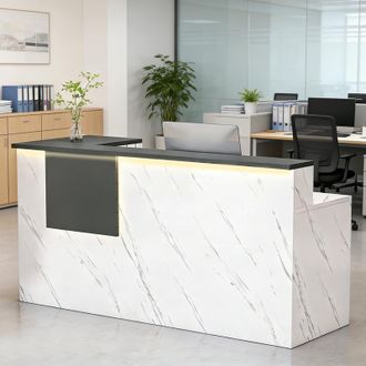 Generic Empfangstheke mit LED-Beleuchtung Empfangstheke mit abschlie&szlig;baren Schubladen Stauraum und Tastaturablage Ideale Kassentheke f&uuml;r B&uuml;ro Zuhause oder Kli