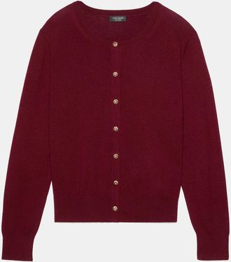 Kate Spade New York Kate Spade Spade Flower Button Leichter Cardigan f&uuml;r Frauen in Brombeer-Dunkel, Gr&ouml;&szlig;e: Mittel | Wolle