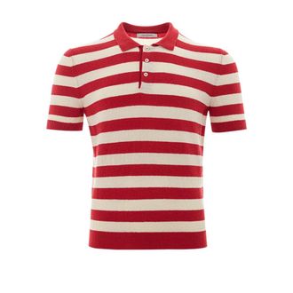 Gran Sasso Homme, Tops, Rouge, Taille: M Polo &agrave; Rayures Effet Serviette