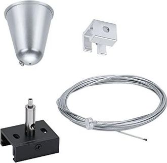 Paulmann 95585 ProRail3 Schienensystem Zubeh&ouml;r Seilabh&auml;ngung 3m Schwarz 3-Phasen-Schienensystem Metall Beleuchtung f&uuml;r gewerbliche Bereiche