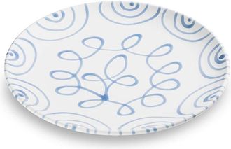 Gmundner Keramik Speiseteller, Durchmesser: 25 cm, Blaugeflammt, handgemachte Keramik aus Österreich