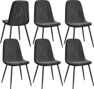 Vasagle Esszimmerstuhl 6er Set, K&uuml;chenstuhl, Polsterstuhl, Metallbeine, verstellbare F&uuml;&szlig;e, pflegeleicht, Chenille-Gewebe, PU mit von Gletschern inspiriertem M