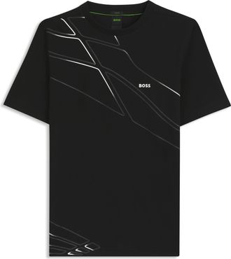 BOSS Herren Tee 10 IN Sportives, feuchtigkeitsableitendes T-Shirt mit Piqu&eacute;-Struktur Schwarz001 XXL