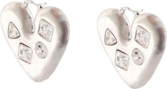 Jacquemus Crystal-Embellished Heart Earrings - Silver