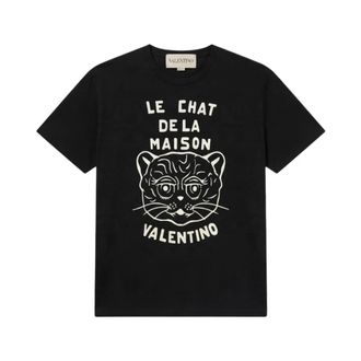 Valentino Le Chat De La Maison T-Shirt mit Print - - Tops - Damen - Schwarzk - L