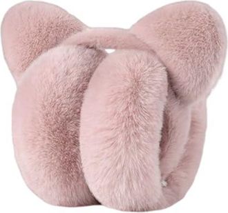 Generic Cache-oreilles en peluche courte - 24 cm - Cache-oreilles dhiver coupe-vent pliable en forme dours pour femmes dhiver | Cache-oreilles pour temps froi