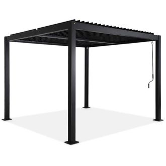 Sweeek Pergola bioclimatique noire. aluminium et acier. 3x3m. lames orientables