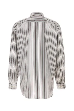 Dries Van Noten Mens Embroidered Poplin Croom Shirt White Exterior: Cotton Maglie Sweater