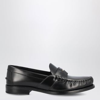 Prada Schwarze Mokassins aus geb&uuml;rstetem Leder