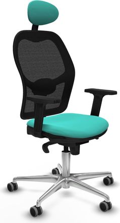 Piqueras y Crespo Telearbeitssessel mit 2D-Armen, h&ouml;henverstellbarer Lendenwirbelst&uuml;tze und festem Kopfteil, ausgestattet mit 5 Positionen und injiziertem Schaumstoff, 