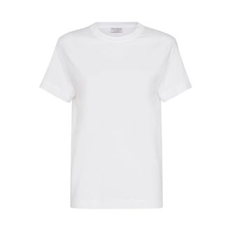 Brunello Cucinelli Wei&szlig;e Baumwoll-Monili-Ketten-T-Shirt - - Tops - Damen - Wei&szlig; - L