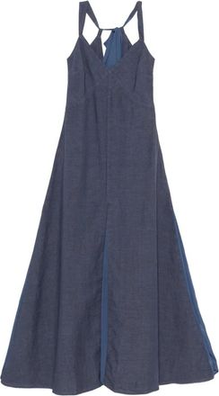 120% Lino Femme, Robes, Bleu, Taille: 40 FR Long Linen Dress