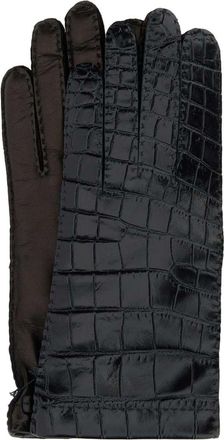Miu Miu Handschuhe mit Kroko-Pr&auml;gung - Schwarz