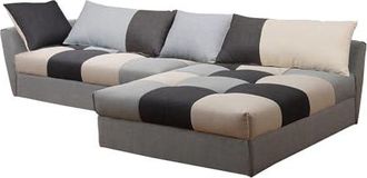 Vente-Unique Canap&eacute; dangle Convertible en Tissu Romane - Gris - Angle Droit