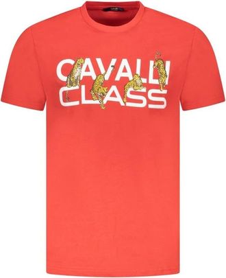 Cavalli Rotes Gepardenmuster T-Shirt - - Tops - Herren - Rot - M