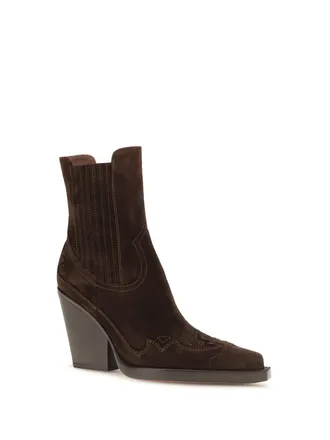 PARIS TEXAS Womens Ankle Boots Dallas Chocolate Suede Calf Leather (bos Taurus)