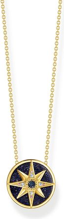 Thomas Sabo Thomas Sabo Sabo Kette Royalty Stern mit Steinen aus 925er Sterlingsilber 750er Gelbgold-Vergoldung, L&auml;nge: 40cm - 45cm, KE2140-963-7-L45V